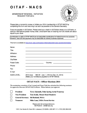 Fillable Online nsaa 2014 Dues Form PDF Fax Email Print - pdfFiller