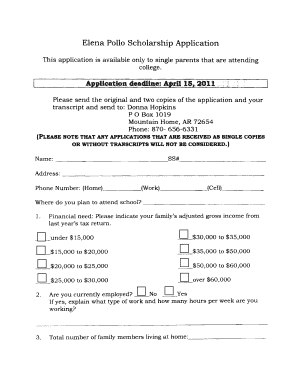 Fillable Online bombers k12 ar Elena PolIo Scholarship Application ...