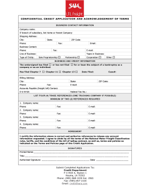 Fillable Online Printable Credit Application - Saia Fax Email Print ...