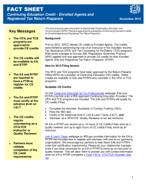 Fillable Online FACT SHEET Continuing Education Credit - Enrolled ...