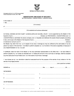 Fillable Online justice gov UNDERTAKING AND BOND OF SECURITY - Justice ...