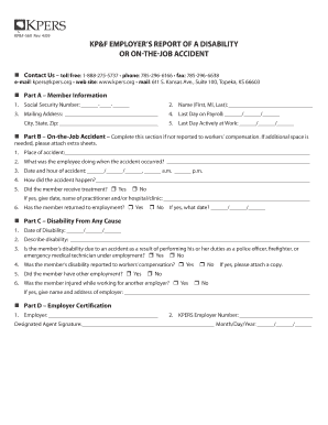 Fillable Online kpers KP&F-560 Rev. 4/09 KP&F EMPLOYER S REPORT OF A ...