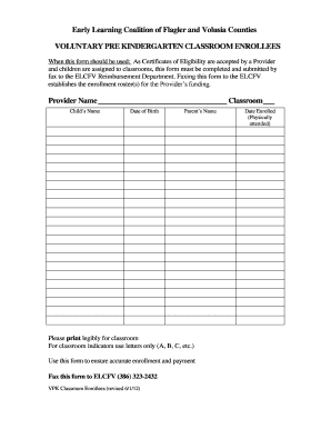 Fillable Online elcfv Early Learning Coalition of Flagler and Volusia ...