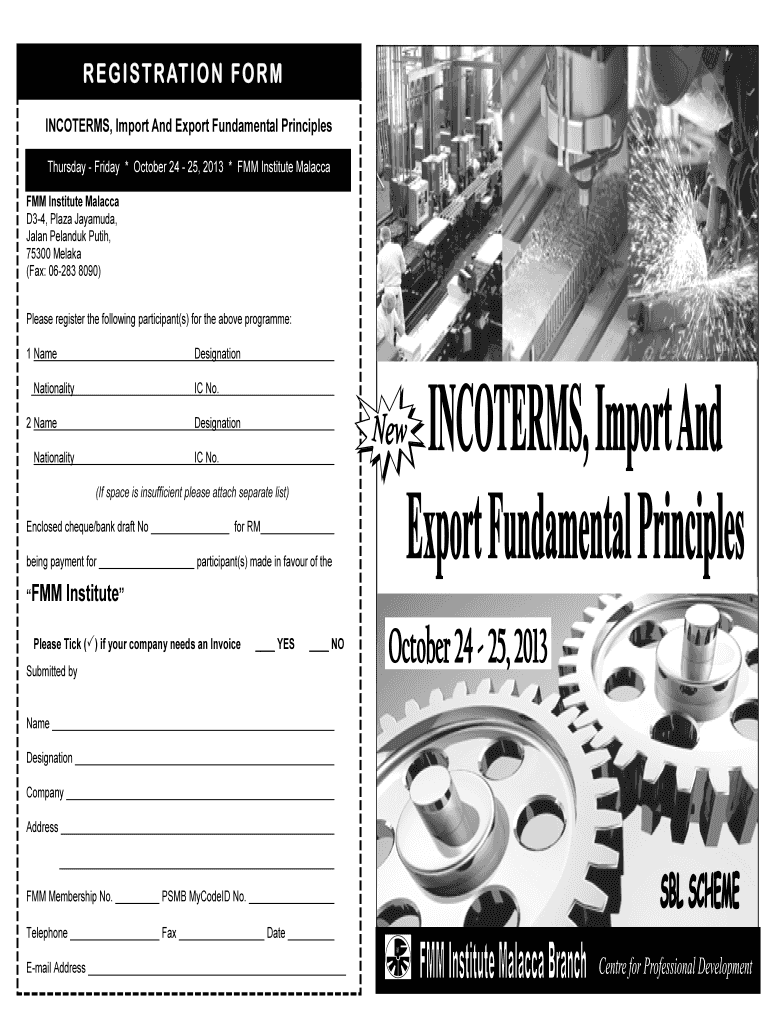 Fillable Online INCOTERMS, Import And Export Fundamental Principles Fax ...