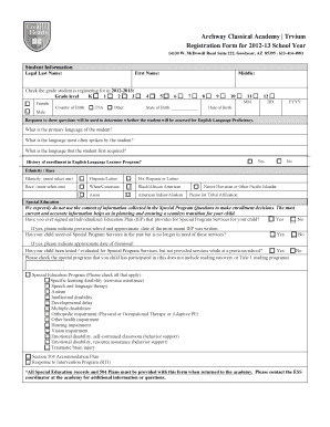 Fillable Online BLANK Prep Academy Registration Form for FY 2013 1 Fax ...