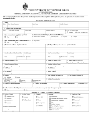 Fillable Online cavehill uwi Download Application Form - The University ...