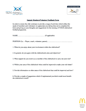 Fillable Online Sample Members/Volunteer Feedback Form - Scottish ...