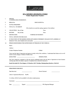 Fillable Online SFA MINIBUS BOOKING FORM Fax Email Print - pdfFiller