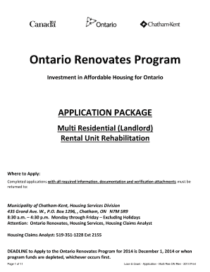 Fillable Online chatham-kent Application - Multi Res ON Ren - Chatham-Kent Fax Email Print ...