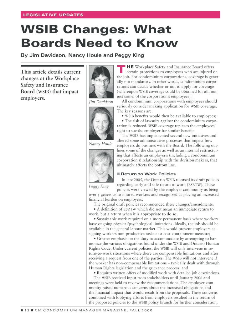 Fillable Online WSIB Changes: What Fax Email Print - pdfFiller