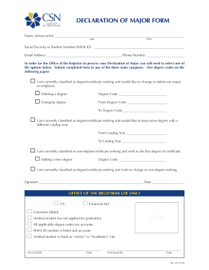 Fillable Online csn Social Security or Student Number (NSHE ID) Fax ...