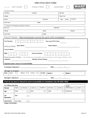 Fillable Online Employee Application - Warp Group Fax Email Print ...
