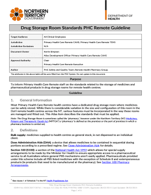 Fillable Online Drug Storage Room Standards PHC Remote Guideline Fax ...