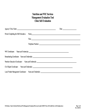 Fillable Online kansaswic Clinic Self-Evaluation form - Kansas WIC ...