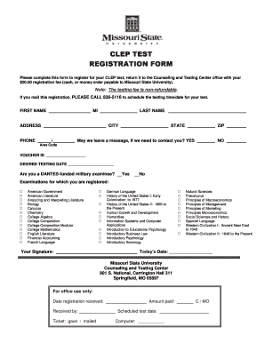 Fillable Online counselingandtesting missouristate Get the clep ...