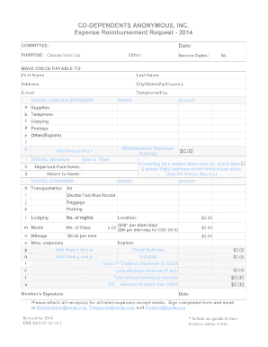 Fillable Online coda Expense Reimbursement Request Form (PDF) - CoDA ...