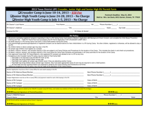 Fillable Online RV Permit Form - Texas District UPC Camp Registration ...