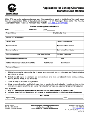 Fillable Online chandleraz Applicaion for Zoning Clearance, Manufactured Homes. Building permit ...