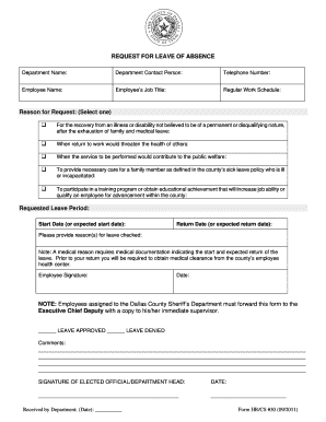 Fillable Online dallascounty Form - Request for Leave of Absence ...