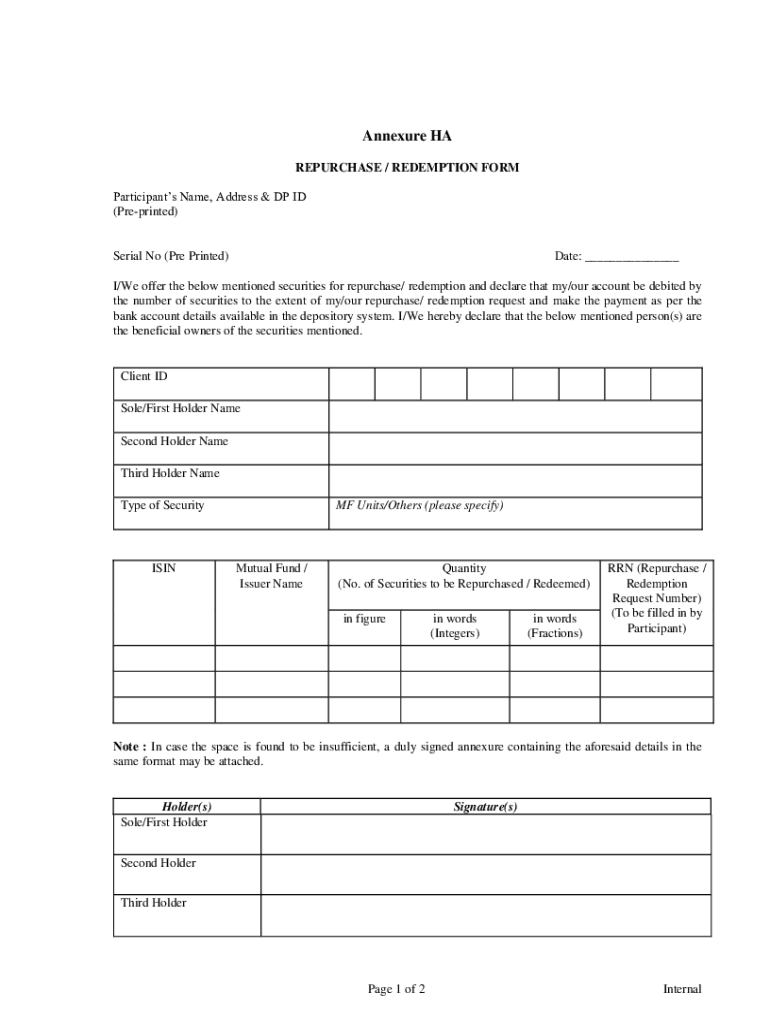 Fillable Online Annexure HA - NSDL Fax Email Print - pdfFiller