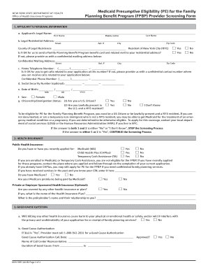Fillable Online Presumptive Eligibility for Family Planning Benefit Program Fax Email Print ...