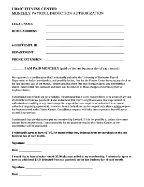 Fillable Online URMC FITNESS CENTER Fax Email Print - pdfFiller