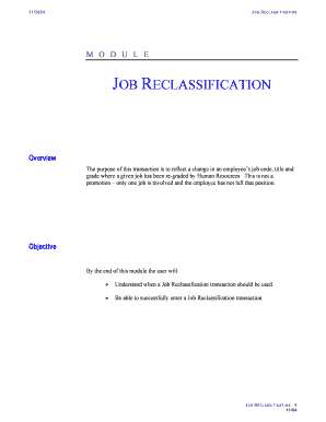 Fillable Online JOB RECLASSIFICATION Fax Email Print - pdfFiller
