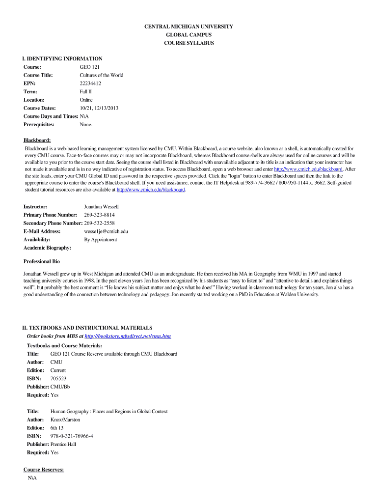 Fillable Online GEO 121 Fax Email Print - pdfFiller