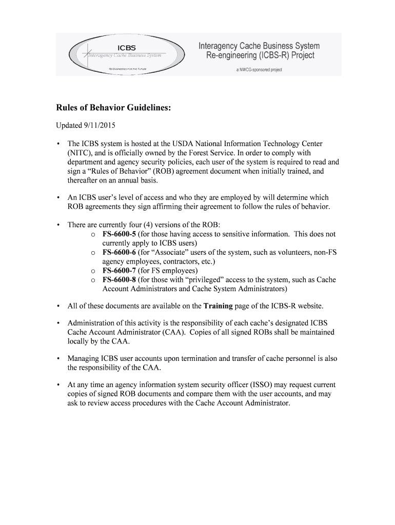 Fillable Online Rules of Behavior Guidelines: Fax Email Print - pdfFiller