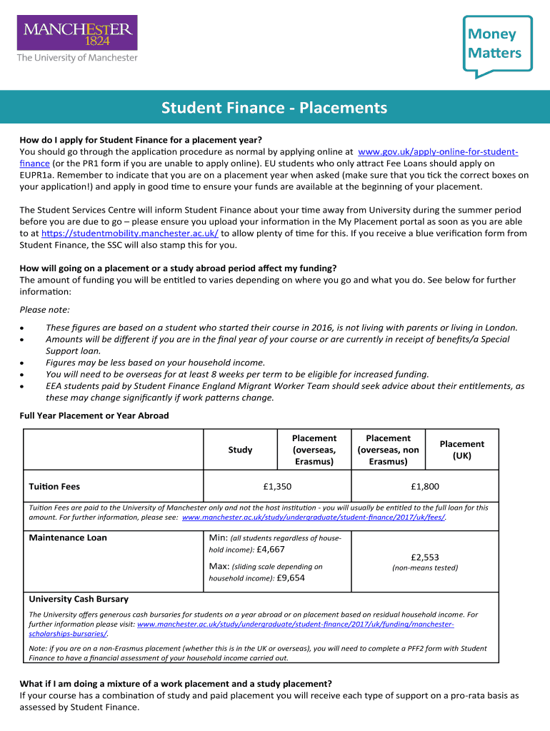 Fillable Online Student Finance - Placements Fax Email Print - pdfFiller