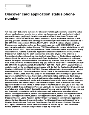 Fillable Online Discover card application status phone Fax Email Print ...