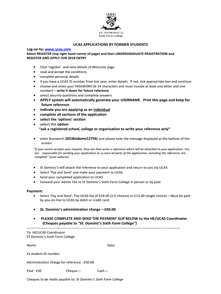 Fillable Online UCAS APPLICATIONS BY FORMER STUDENTS Fax Email Print ...