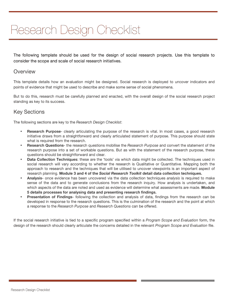 Fillable Online Research Design Checklist Fax Email Print - pdfFiller