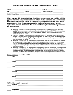 Fillable Online 4-H Design Elements & Art Principles Check Sheet Fax ...