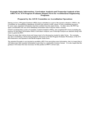 Fillable Online ABET EAC E74 Program Evaluator Report Form for ...