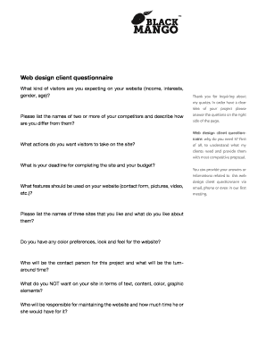 Fillable Online Web design client questionnaire Fax Email Print - pdfFiller