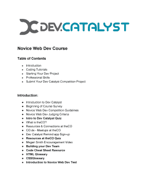 Fillable Online Novice Web Dev Course Fax Email Print - pdfFiller