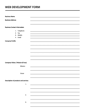 Fillable Online WEB DEVELOPMENT FORM Fax Email Print - pdfFiller
