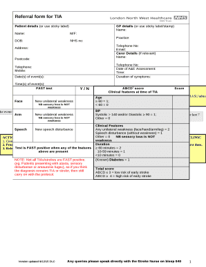 Referral for TIA Doc Template | pdfFiller