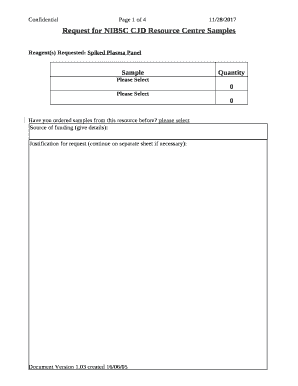 Request for NIBSC CJD Resource Centre Samples Doc Template | pdfFiller