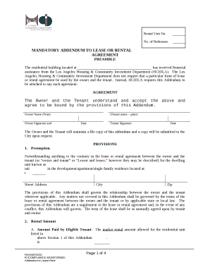 MANDATORY ADDENDUM TO LEASE OR RENTAL AGREEMENT Doc Template | pdfFiller