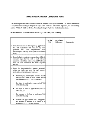 HMDA/Data Collection Compliance Audit Doc Template | pdfFiller