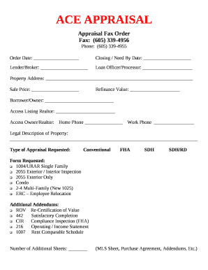 ACE APPRAISAL Doc Template | pdfFiller