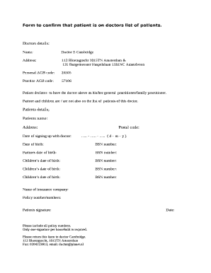 to confirm that patient is on doctors list of patients Doc Template ...