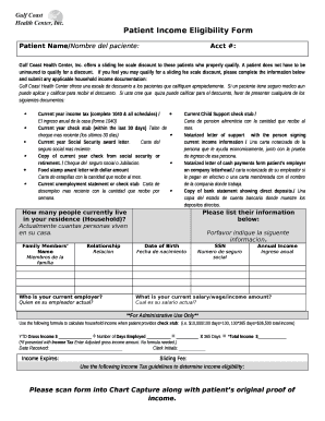 Patient Income Eligibility Doc Template | pdfFiller