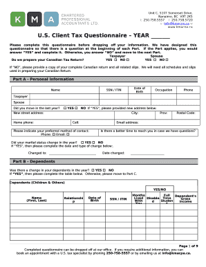 Client Tax Questionnaire YEAR Doc Template | pdfFiller