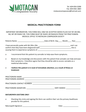 Fillable Online MEDICAL PRACTITIONER FORM Fax Email Print - pdfFiller