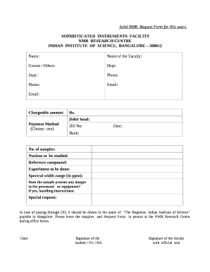 Fillable Online Solid NMR Request Form for IISc users Fax Email Print - pdfFiller