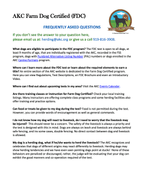 Fillable Online AKC Farm Dog Certified (FDC) Fax Email Print - pdfFiller