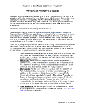 PARTICIPANT PAYMENT GUIDELINES Doc Template | pdfFiller